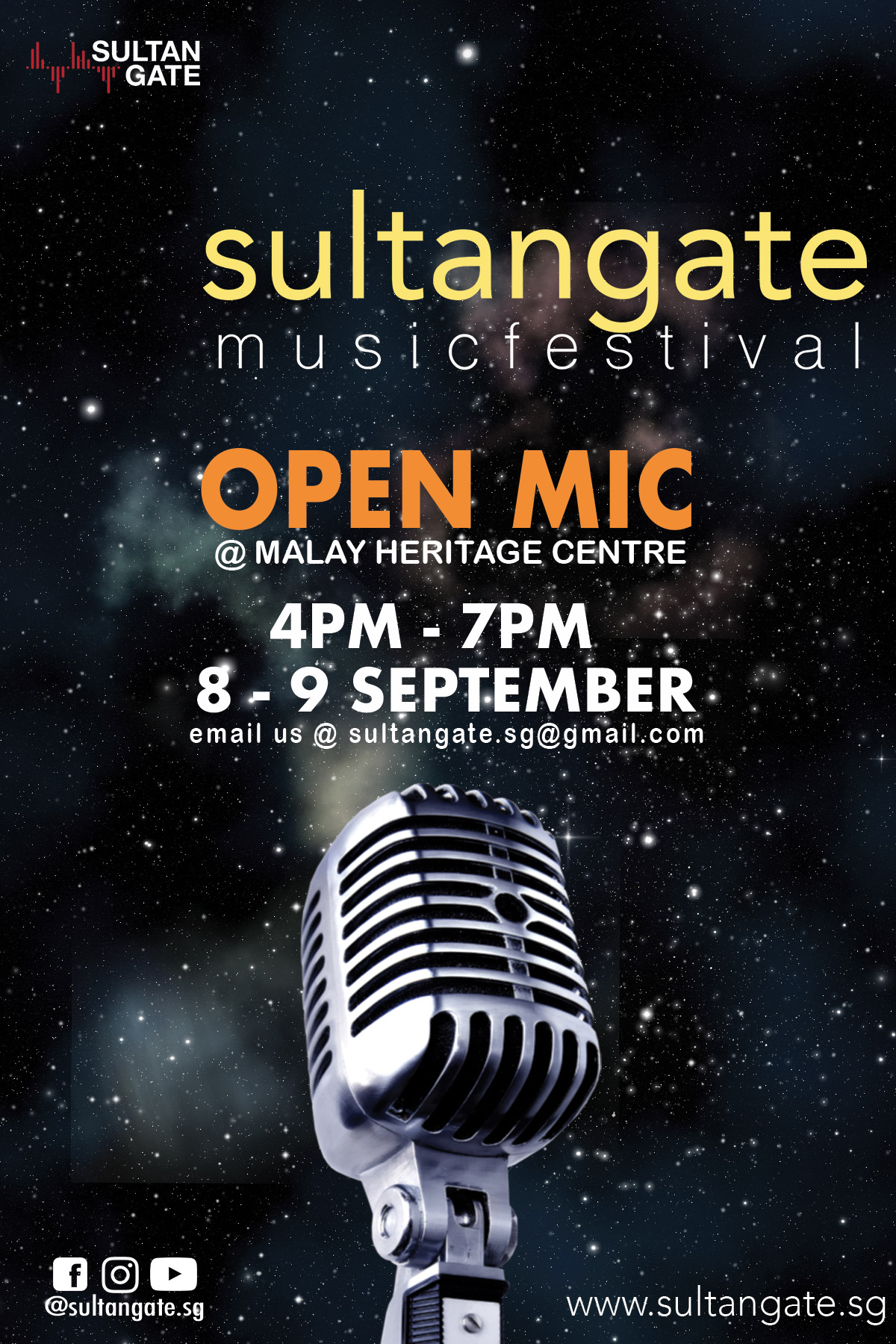 The Sultangate Music Festival Open Mic – Open Call – Sultangate.sg